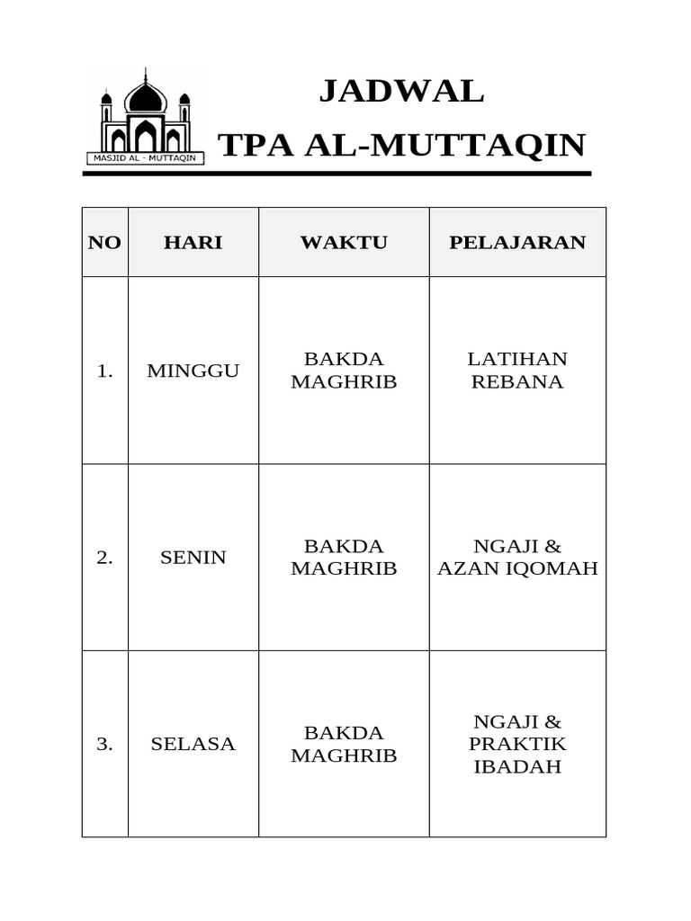 JADWAL | PDF