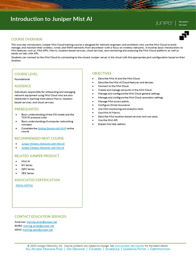 Introduction To Juniper Mist AI (IJMA) | PDF | Computer Network | Cloud Computing