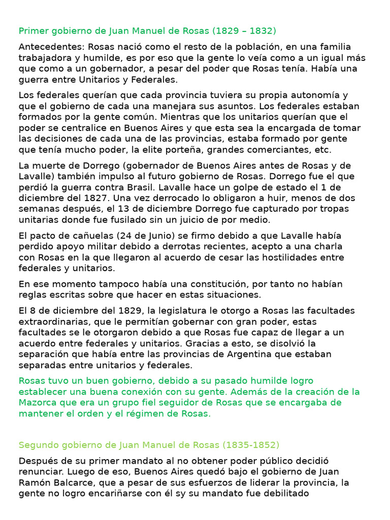 Gobierno de Juan Manuel de Rosas (1829-1852) | PDF | América del Sur ...