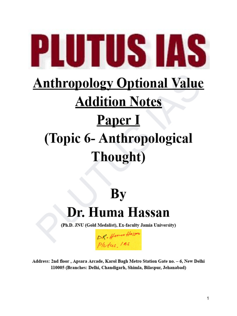 Anthropology Value Addition Notes | PDF | Anthropology | Theory