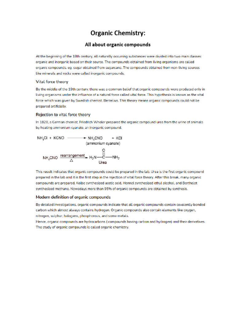 Organic Chemistry (Class-11) | PDF