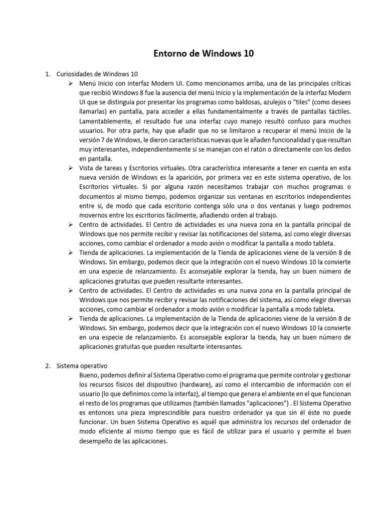 Entorno de Windows 10. Jeremy, Rosa Luz | PDF | Windows 10 | Microsoft ...