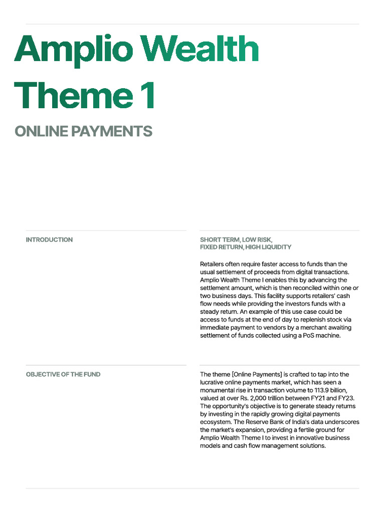 Amplio Wealth Investment Note | PDF | Credit Risk | Point Of Sale