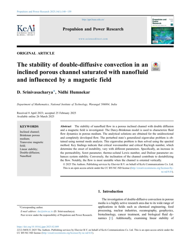 The Stability of Double Diffusive Convection in An Incline 2025 Propulsion A | PDF | Convection ...