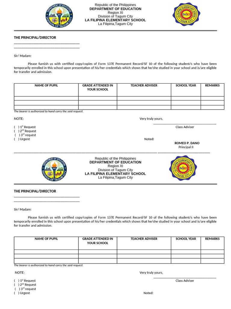 NEW-SF10-FORM-137E-REQUEST-FORM-11 | PDF