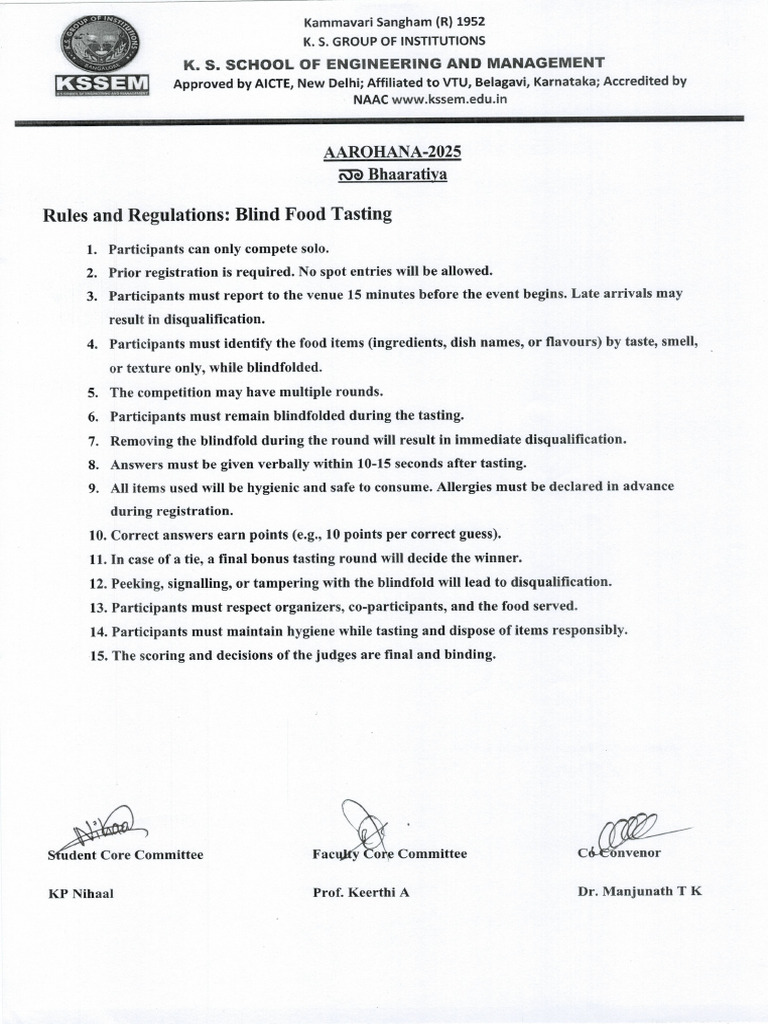Blind Food Tasting Rules | PDF