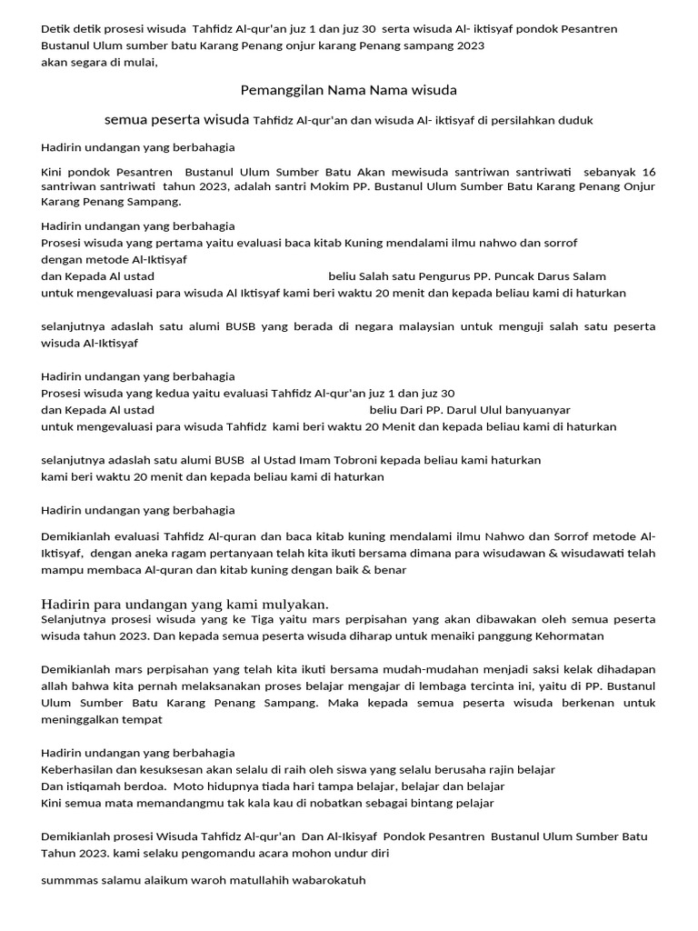 MC Wisuda Tahfidz | PDF