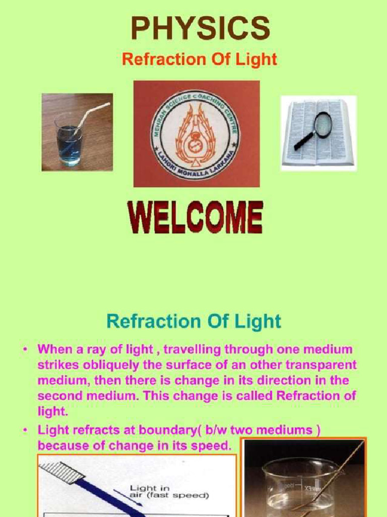 Physics 2 Refraction of Light | PDF