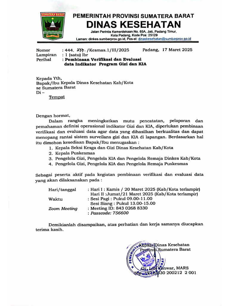 Pembinaan Verifikasi Dan Evaluasu Data Indikator Gizi Kia | PDF