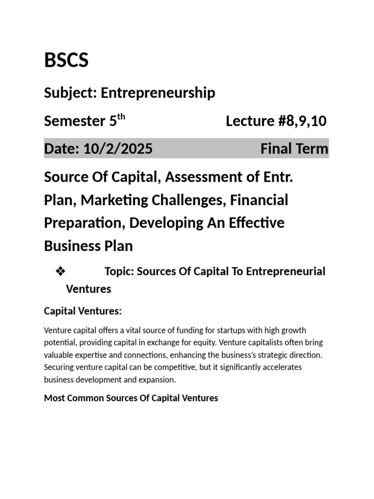 BSCS-Visu - Prog. (From Sourc. of Capita..to..devel - An.effect - Plan. | PDF | Entrepreneurship ...