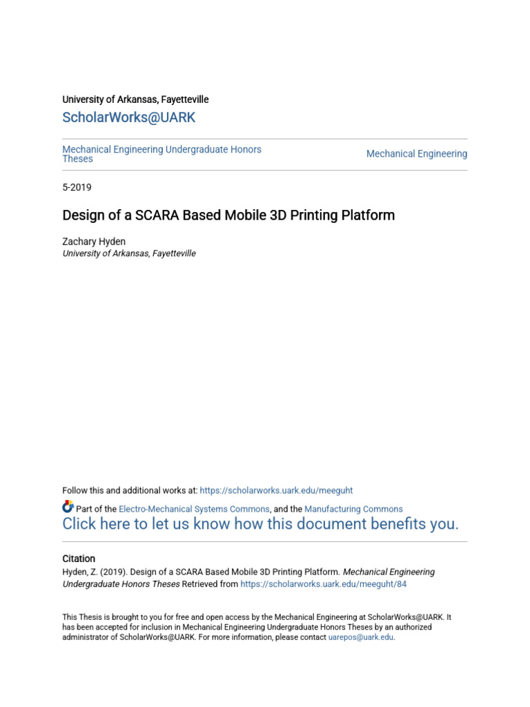 Mobile SCARA 3D Printing Platform Design | PDF | 3 D Printing | Robot