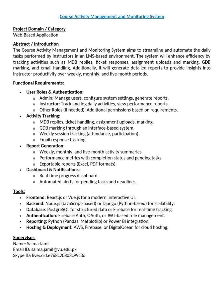 Course Activity Management System | PDF