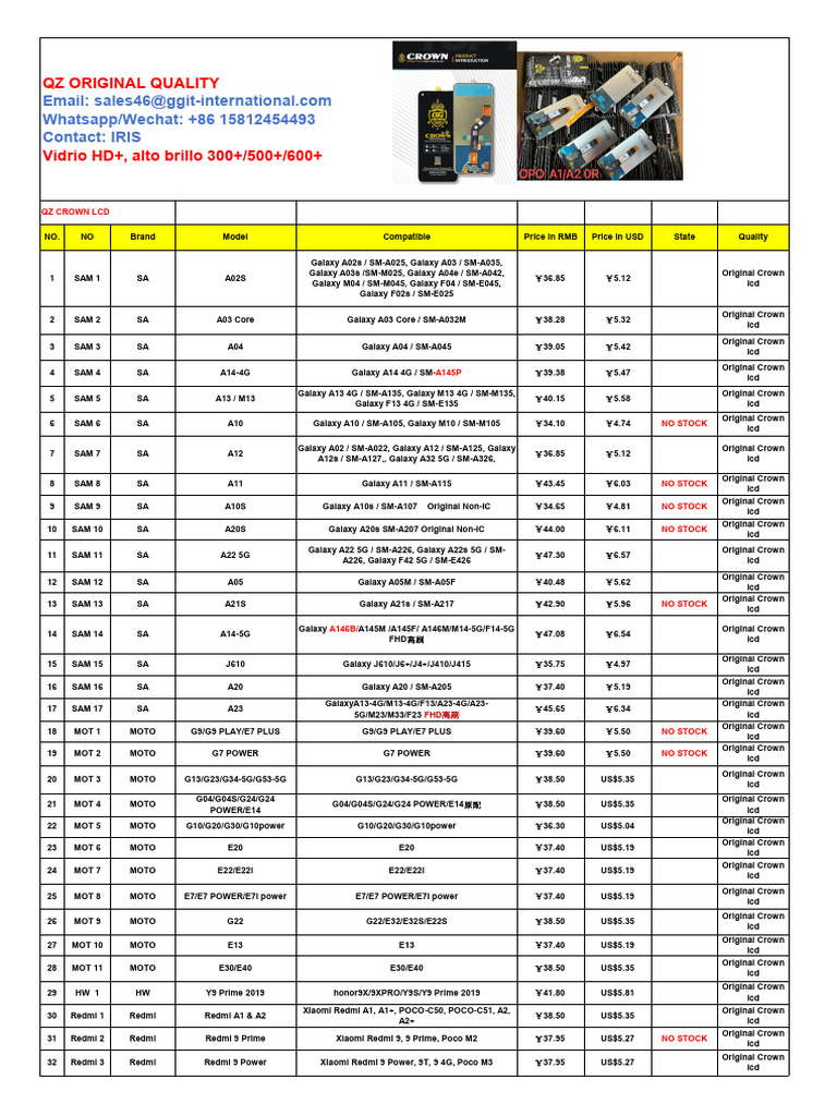Crown LCD QT LCD 2025-04-09 | PDF | Consumer Electronics | Mobile Phones