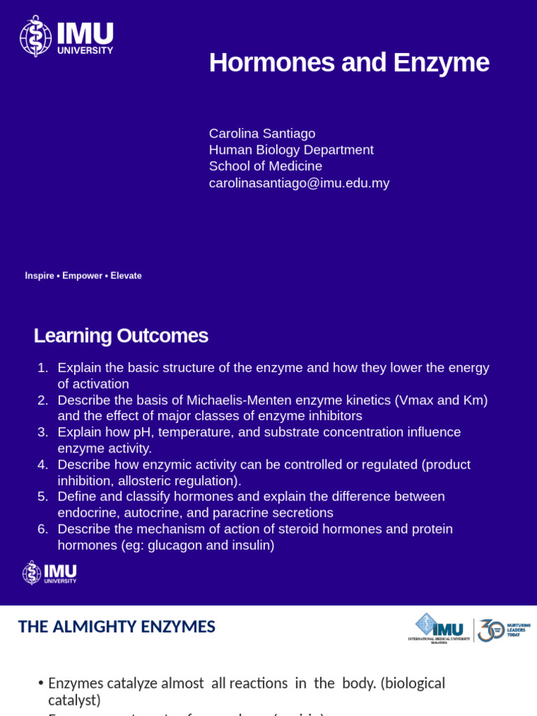 Hormones and Enzyme-JVG | PDF | Enzyme Kinetics | Enzyme Inhibitor