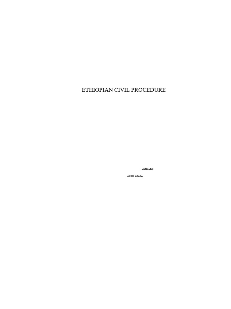 Sedler Ethiopian Civil Procedure English Version Seerota Keenya ...