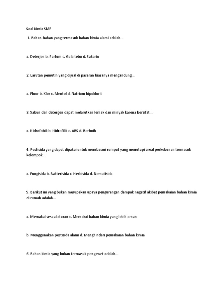 Soal Kimia SMP | PDF