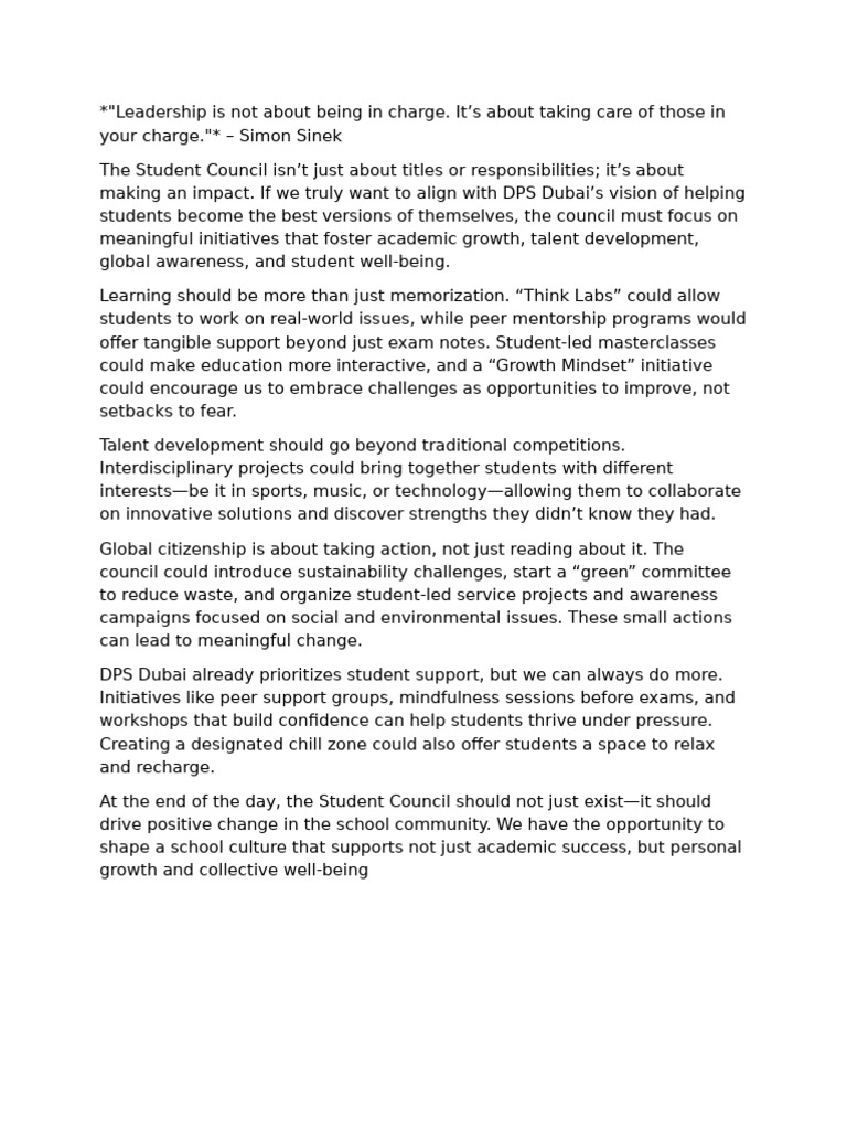 Student Council Essay (A) | PDF