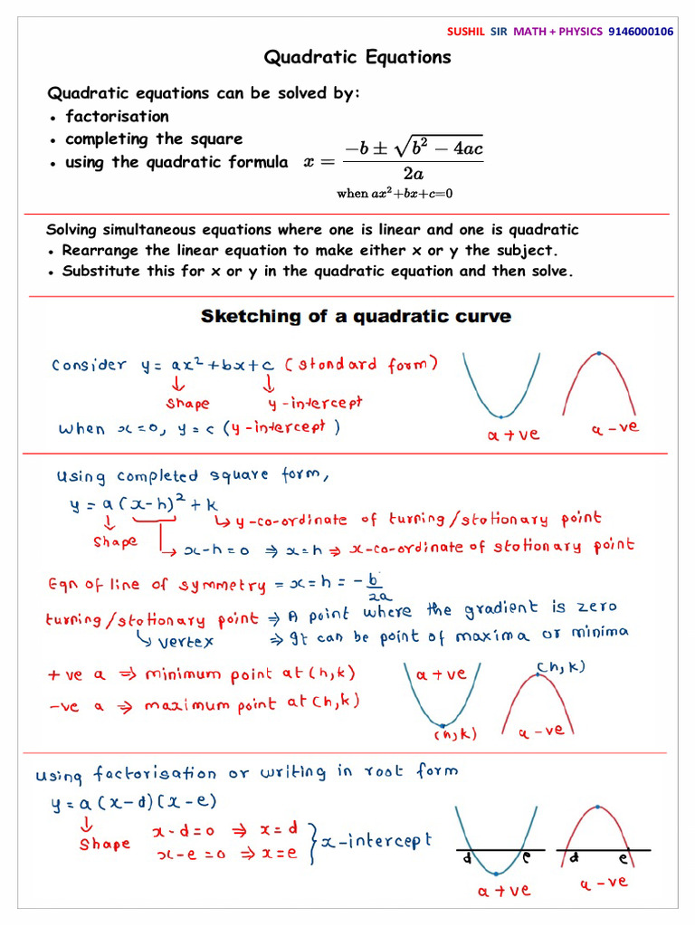 AL P1 Quadratic Equations N | PDF