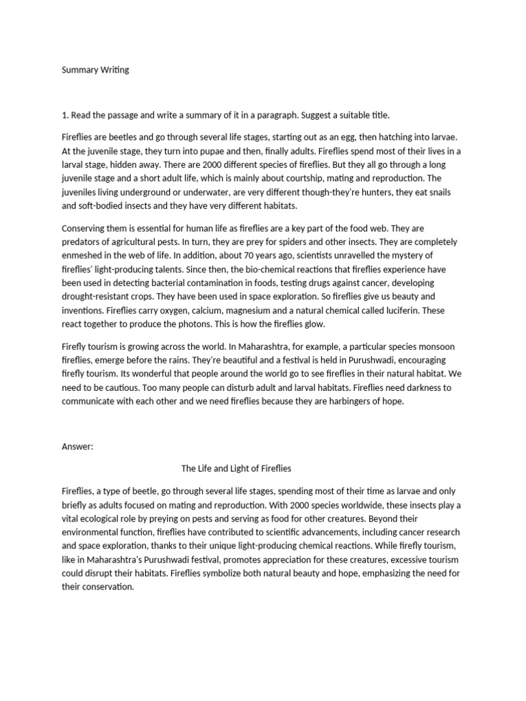 Summary Writing-WPS Office | PDF | Insects | Zoology