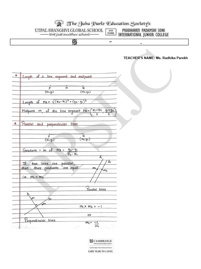 Topic 1 Coordinate Geometry Overview | PDF