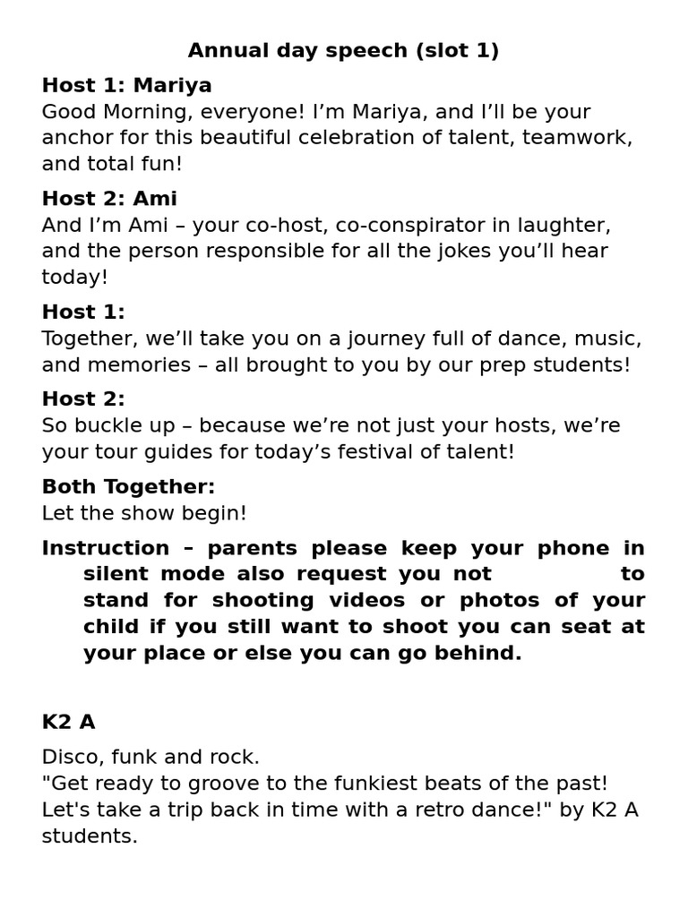 Annual Day Speech | PDF