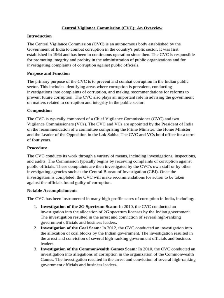 Central Vigilance Commission | PDF | Corruption | Politics Of Asia