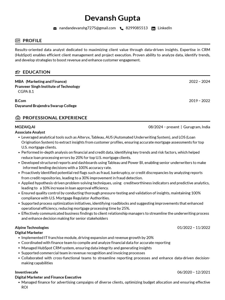 Devansh-Gupta-FlowCV-Resume-20250220 | PDF | Customer Relationship Management | Business