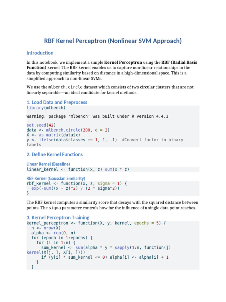 SVM linear and non linear kernels | PDF