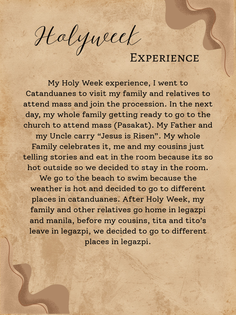 Holyweek - Reflection Paper | PDF
