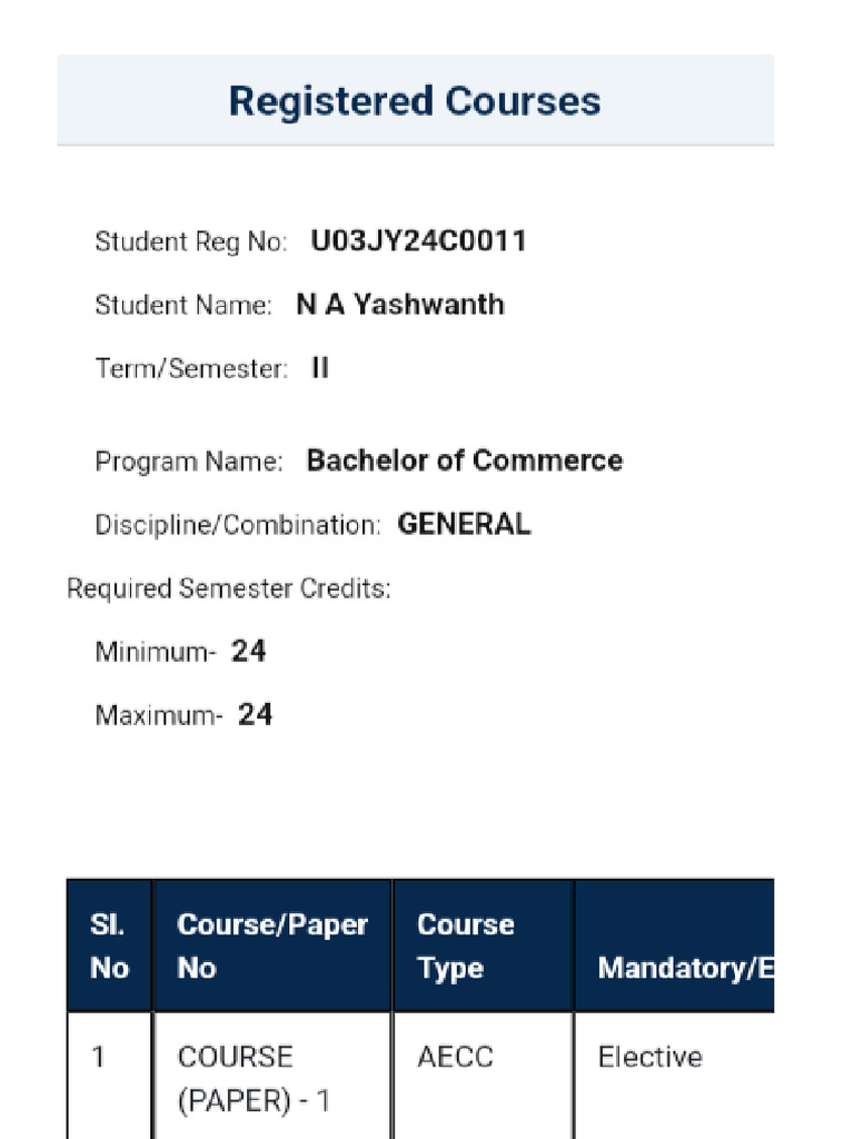 Student Course Registration | PDF