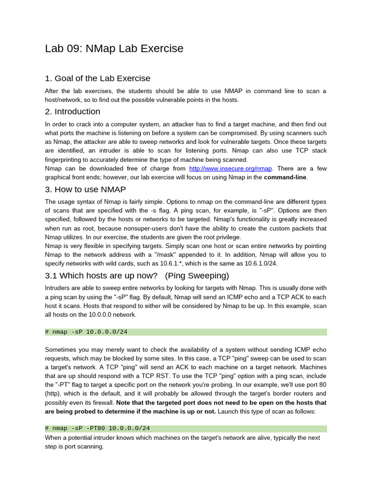 LAB - Chapter 13 - Network Scan - Nmap | PDF | Transmission Control Protocol | Port (Computer ...