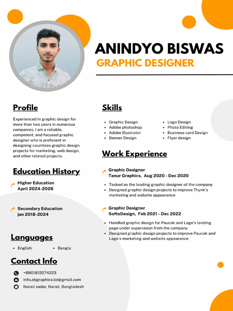 Orange White Simple Graphic Designer Resume | PDF