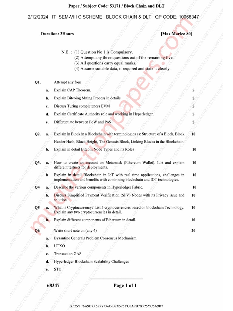 Be - Information Technology - Semester 8 - 2024 - December - Blockchain and DLT Rev 2019 C ...