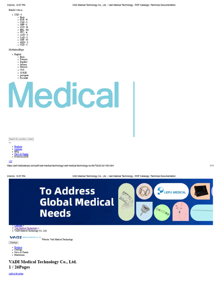 VADI Medical Technology Product Catalog | PDF | Exhalation | Humidity