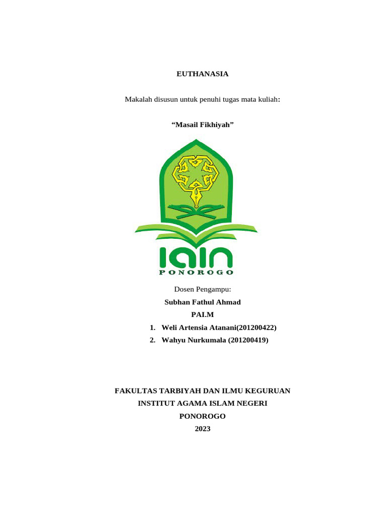 Hukum dan Pengertian Euthanasia dalam Islam | PDF