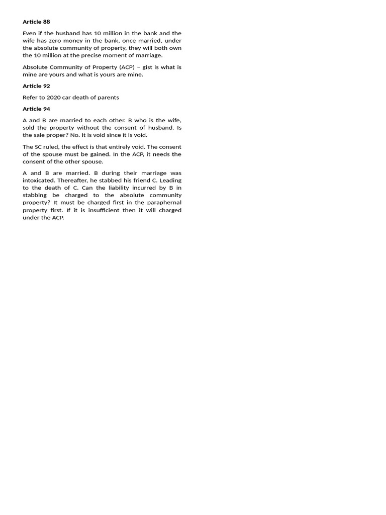 System of Absolute Community of Property | PDF