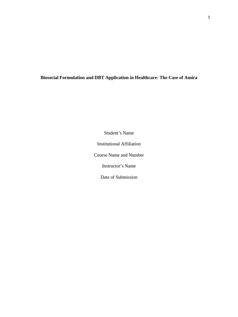 Biosocial Formulation and DBT Application in Pediatric Healthcare 2323 ...