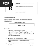 p6 Srs Mock Examination Paper One 2024-2025 | PDF | Rwanda | Rain