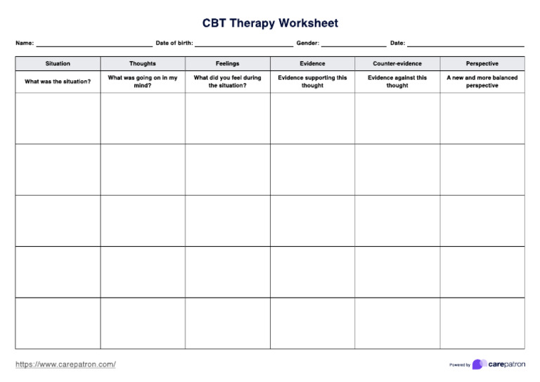 CBT Therapy Worksheet | PDF