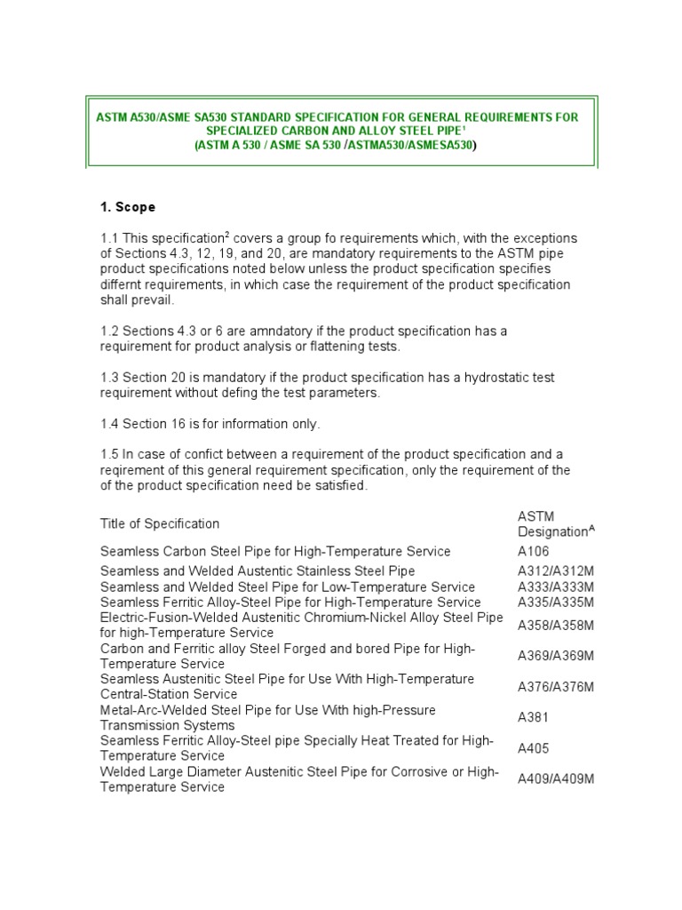 Astm A530 | PDF | Pipe (Fluid Conveyance) | Steel