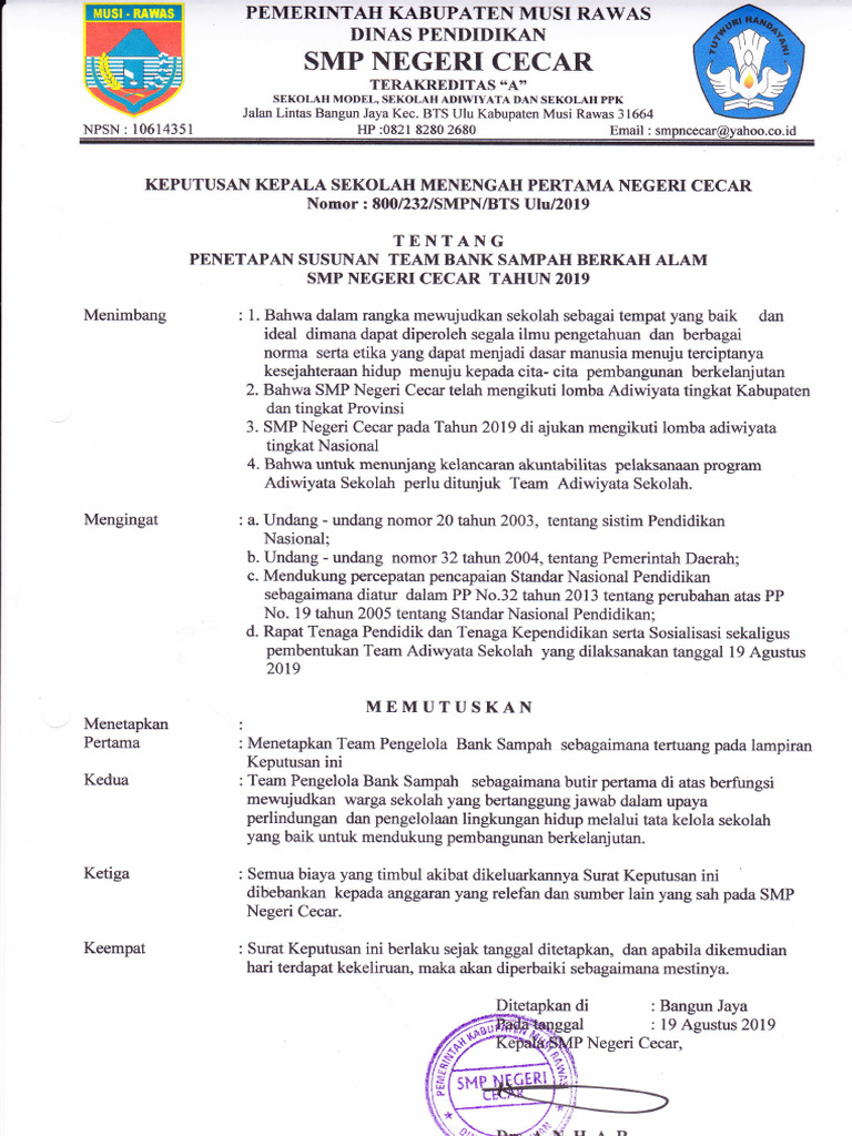 SK Bank Sampah Siswa | PDF