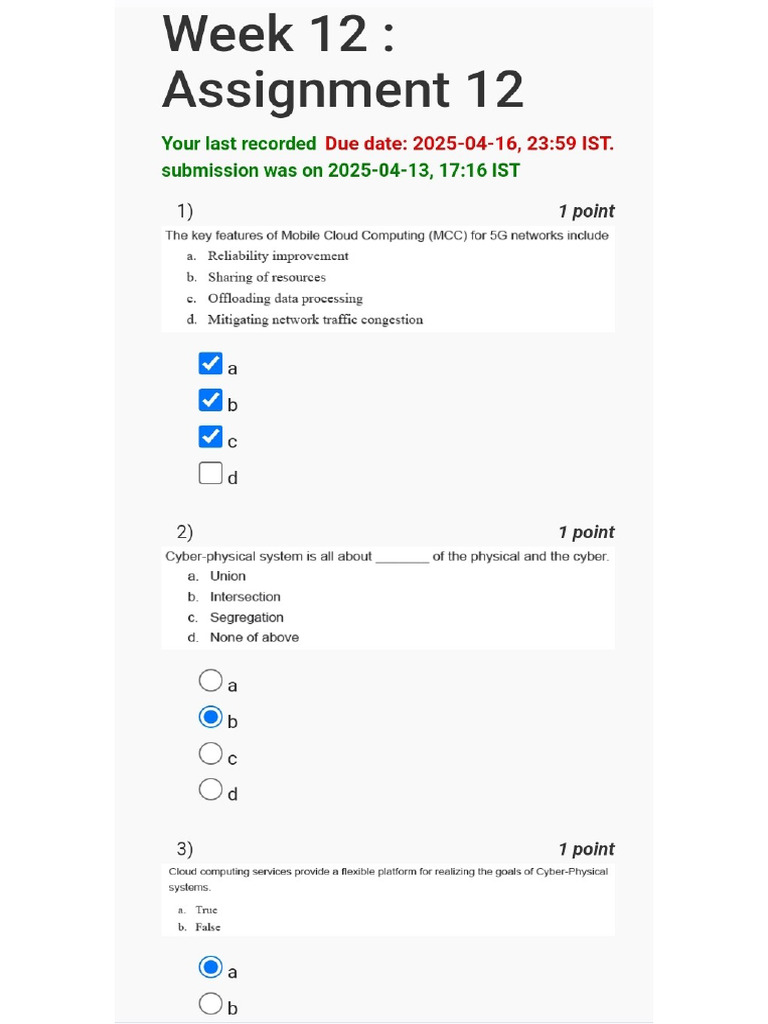 Nptel-Cloud Computing Week-12 Assignment | PDF