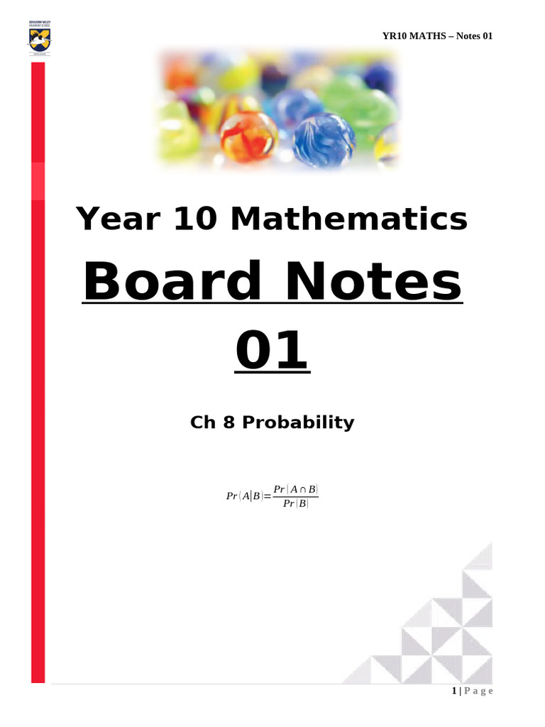 2025 10maths 01 Probability Ex 8 Board Notes | PDF | Set (Mathematics ...
