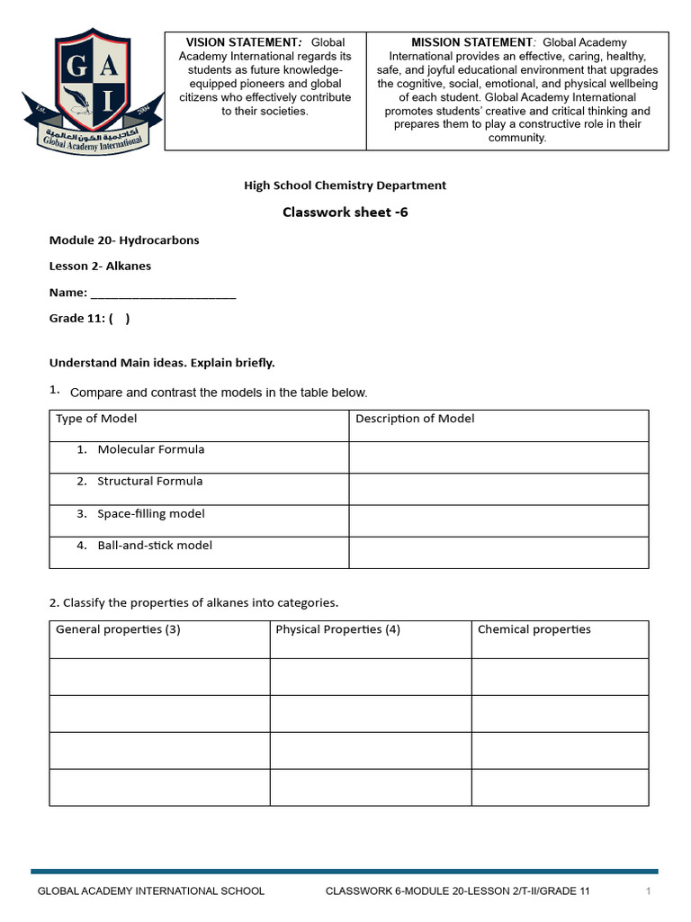 Module 19-Lesson 2 Alkanes-Updated Version | PDF | Molecules | Alkane