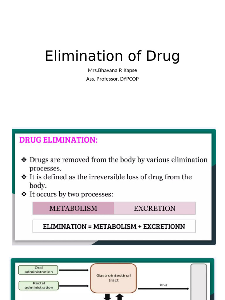 Elimination of Drug | PDF