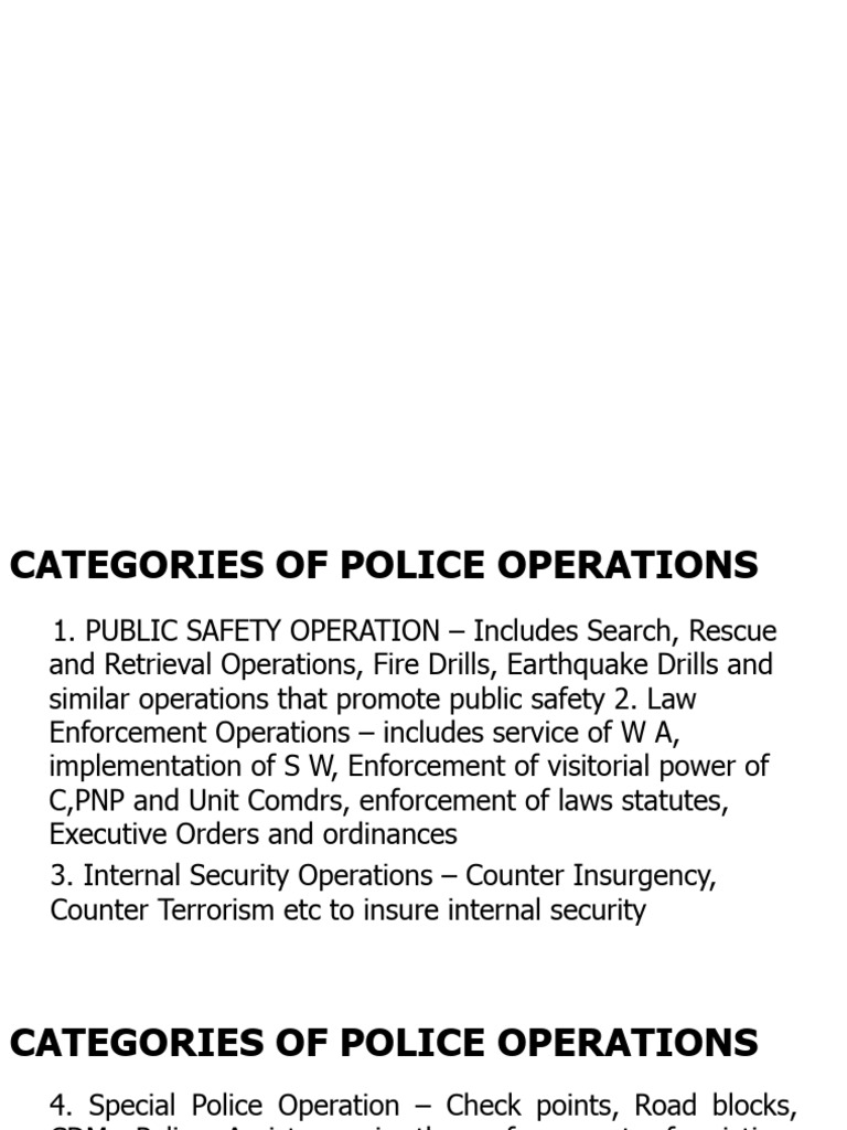 Categories of Police Operations Explained | PDF | Reasonable Suspicion ...