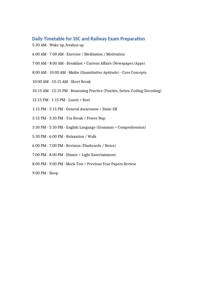 SSC Railway Exam Timetable | PDF