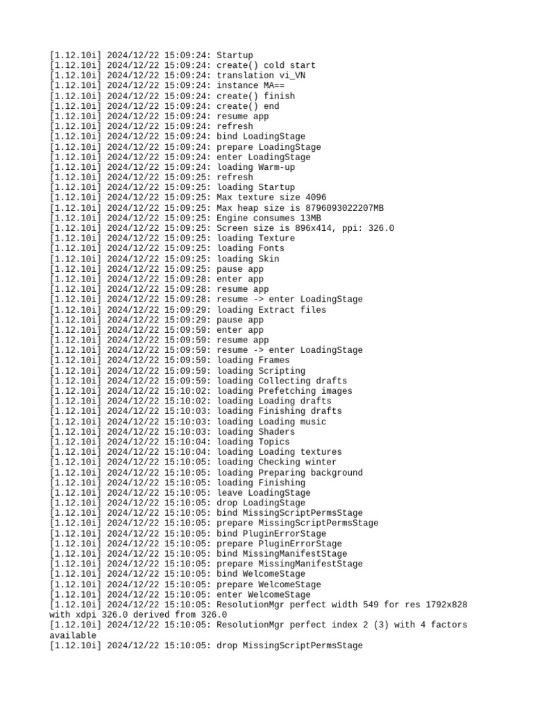 App Startup and Loading Stages Logs | PDF | Computing | Software