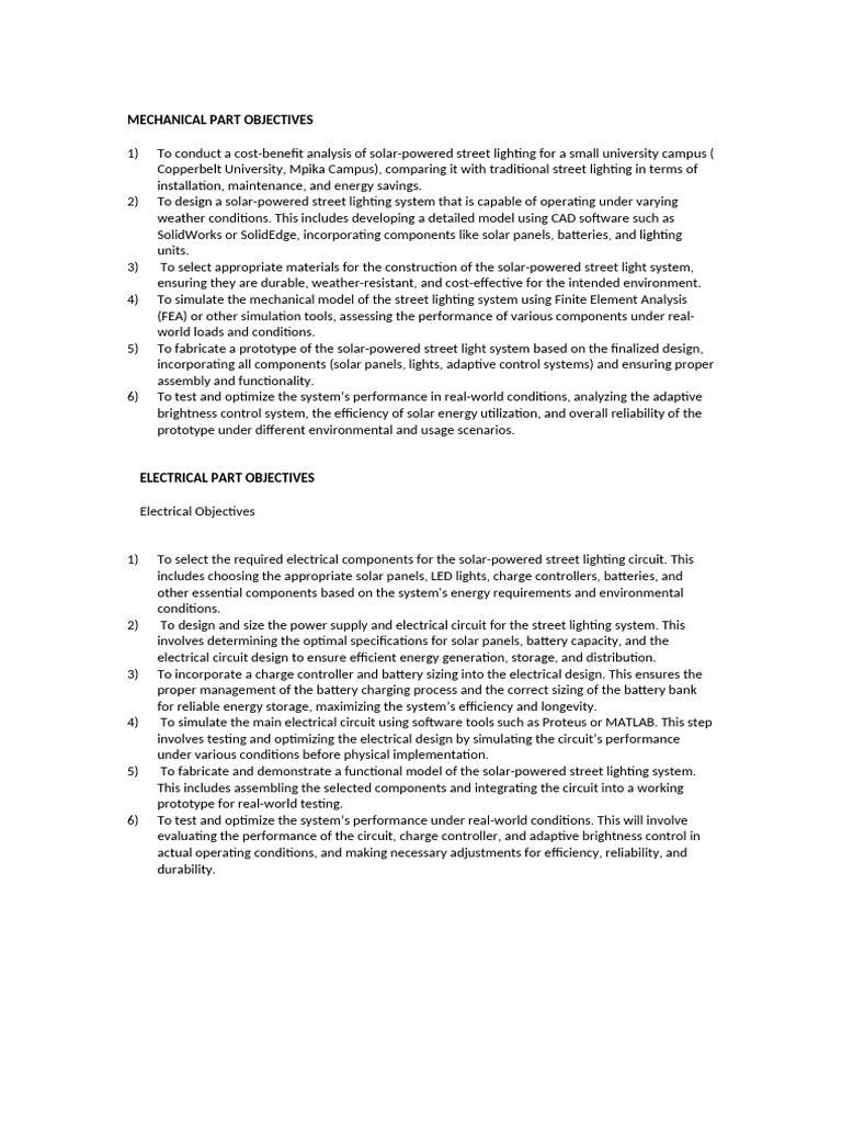Solar Powered Streetlighting Objectives | PDF | Solar Power | Solar Panel