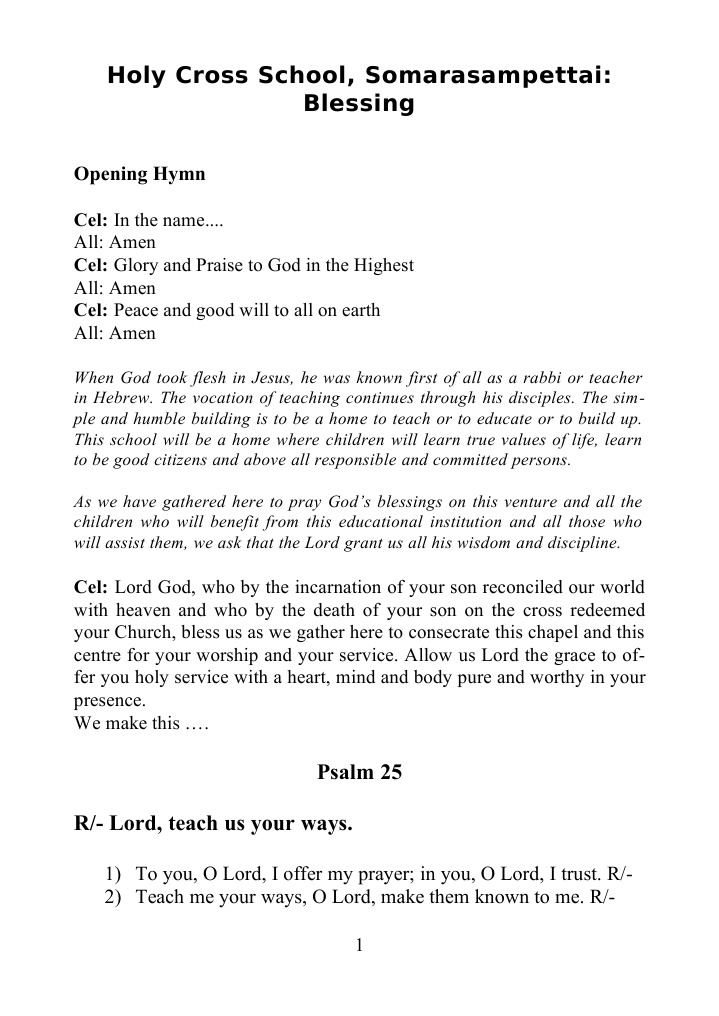 Blessing School | PDF | Prayer | God The Father